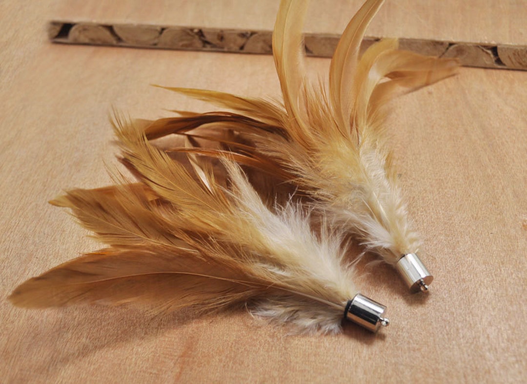 2pcs Feather Tassel Boho Necklace Pendant,silver Metal Cap Feather ...