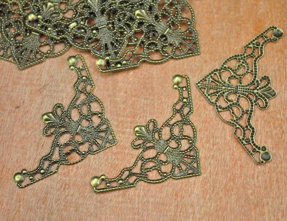 Filigree Triangle Wraps Stamping20pcs Antique Bronze Filigree | Etsy