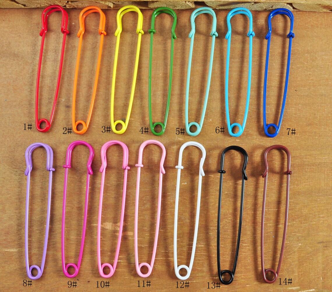 14 Colors,enamel Metal Safety Pin,colorful Safety Pin,big Pins ...