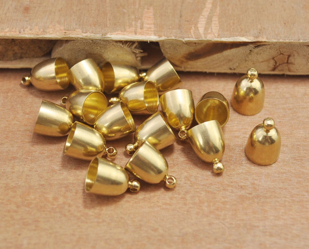 50pcs Raw Brass End Caps,metal End Cap Connectors,tassels Ends Cap With ...