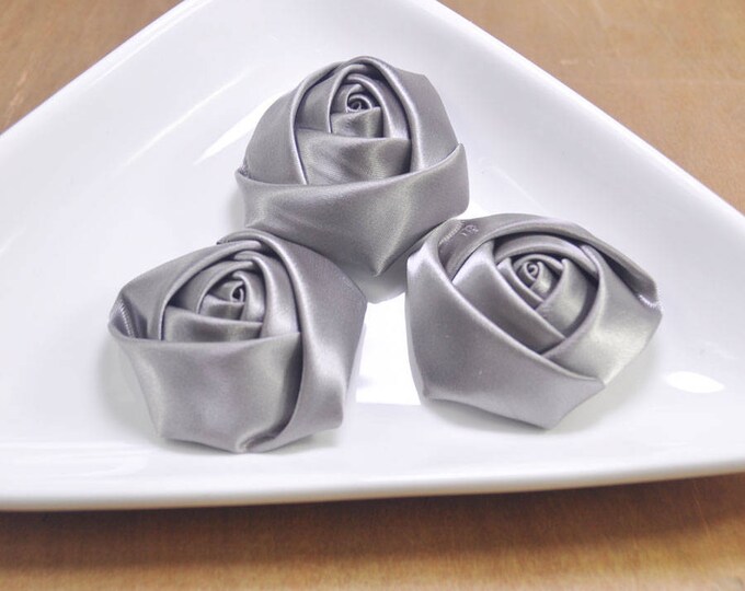 2-50 Wine Red Satin Roses,flat Back Satin Ribbon Rose Flower，wedding ...