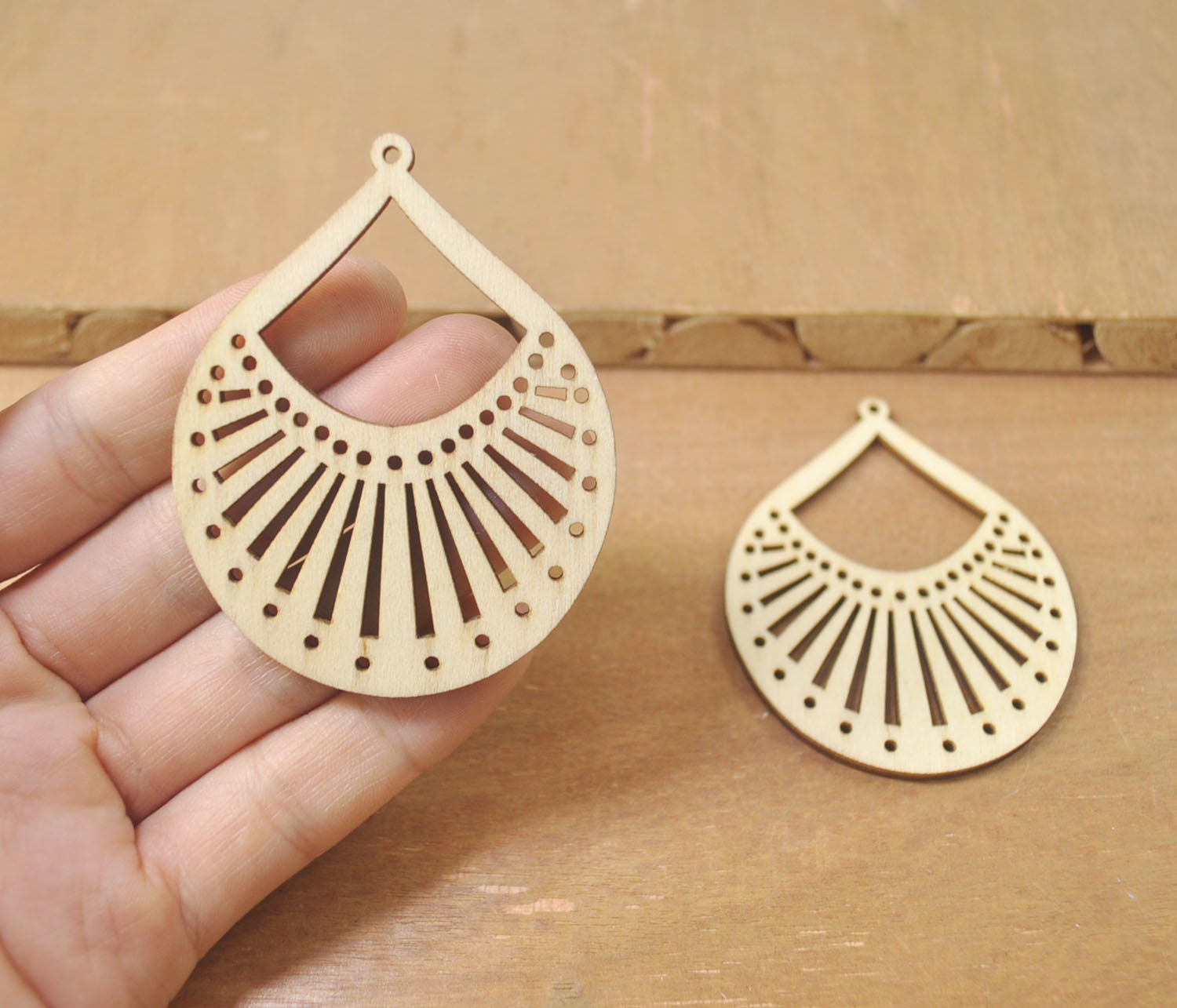 10pcs Wood Drop Pendants,natural Fan Wood Earring Pendant,wooden ...