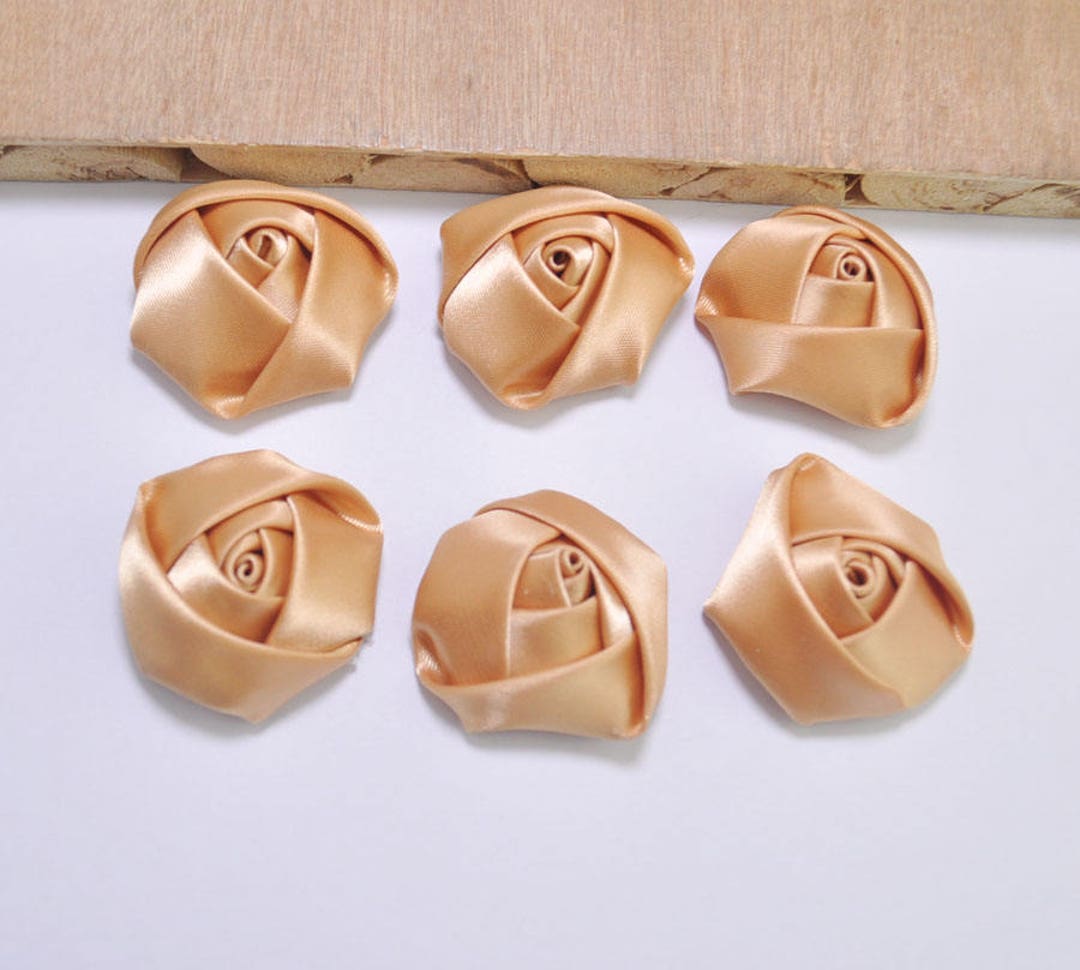 1.37" Silky Satin Roll Rosettes，30pcs Tan Satin Roses,tan Satin Flowers ...