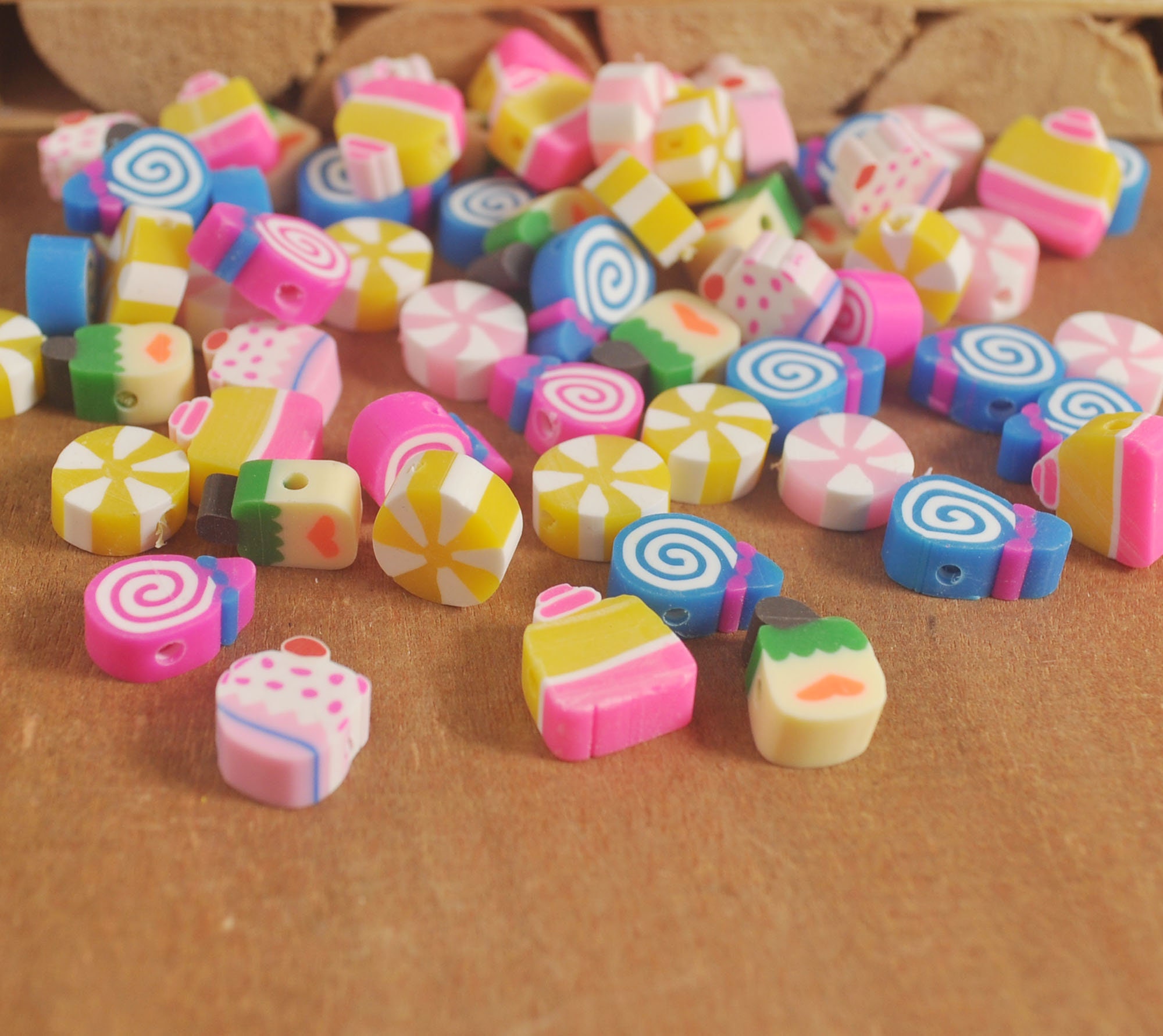 40/100pcs 10mm Small Candy Shape Beadsmixed Candy Polymer - Etsy