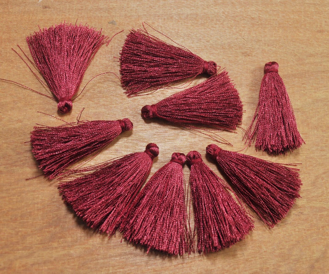 Wine Red Mini Silk Tassel,25pcs 4cm Polyester Silk Tassels/tiny Short ...