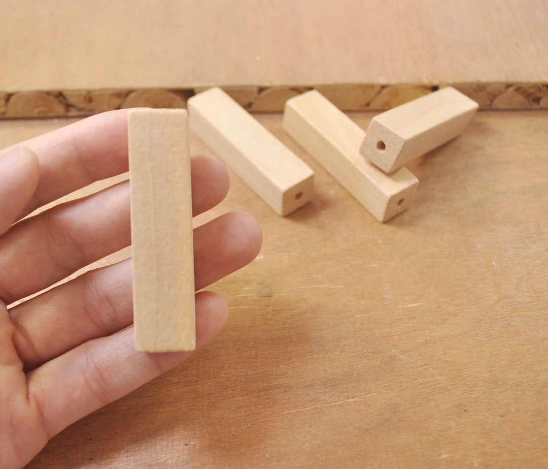 15pcs Wood Tubes,square Wood Tube Beads，natural Rectangle Wood Bead ...