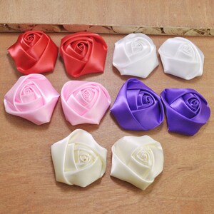 1.77" Silky Satin Roll Rosettes，15pcs Large Mixed Color Satin Roses ...
