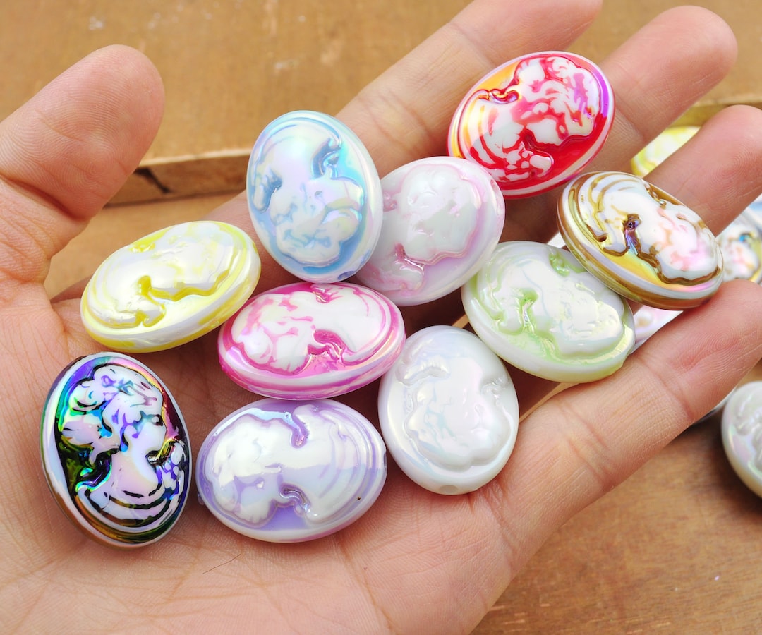 Colorful Oval Acrylic Beauty Head Lady Beads Charm Finding,ab Color ...