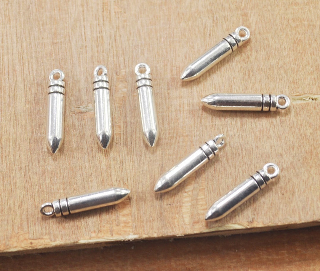 20pcs Antique Silver Bullet Charms Pendants, Bullet Jewelry Charms ...