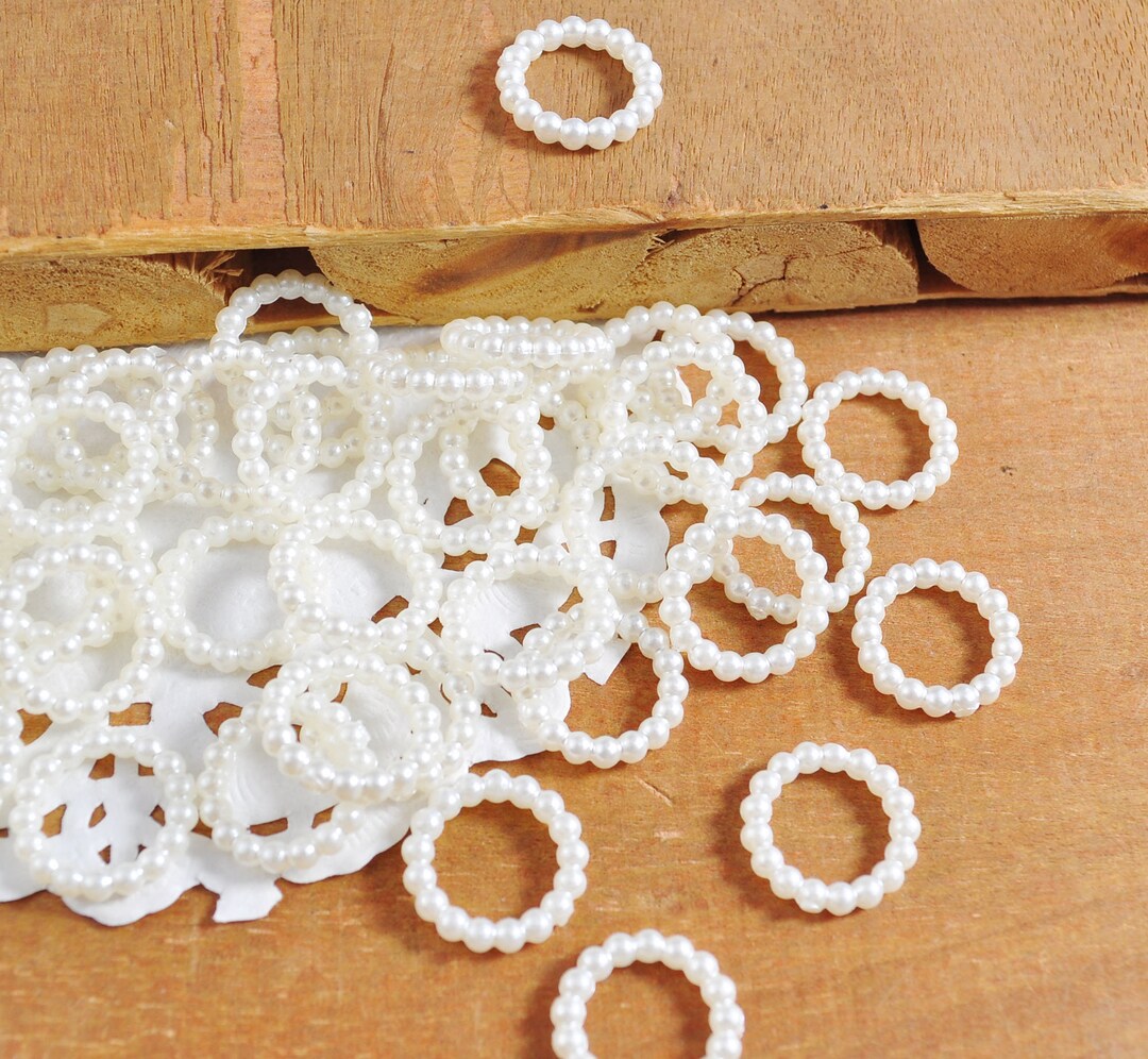 ABS White Rings- 50/100pcs White Pearl Circle Connectors - White Pearl ...