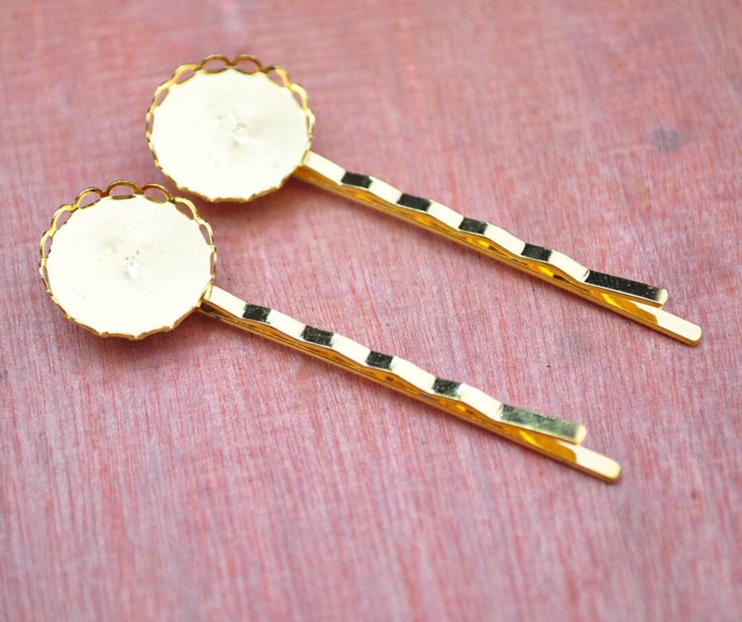 Metal Hair Pin,hair Clips,50pcs Gold Bobby Pins Round Pad Cabochon Base ...