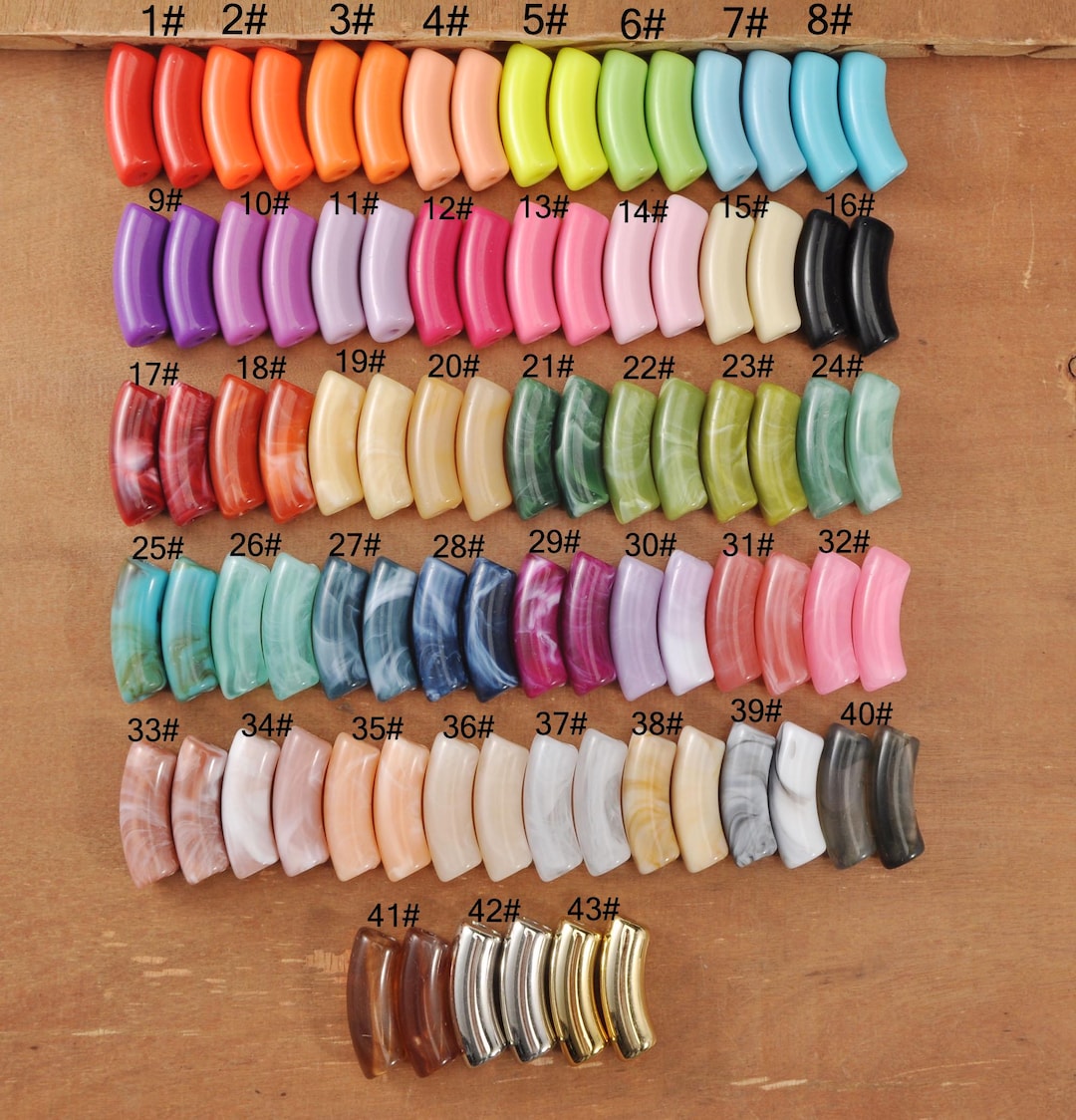43 Colors,colorful Acrylic Tube Beads,bamboo Beads，1pcs/6pcs/30pcs ...