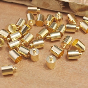 50pcs Gold Brass End Caps,tassel End Caps.gold End Caps for Cord ...
