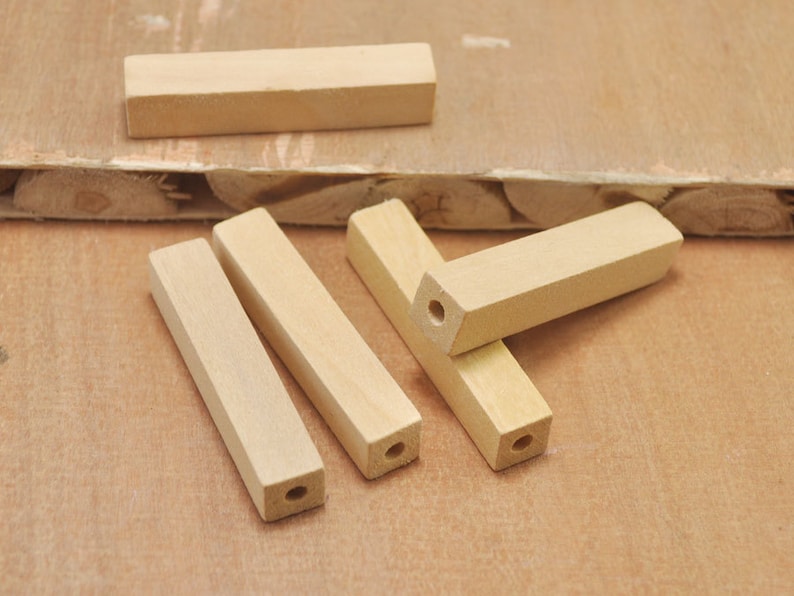 20pcs Wood Rectangle Beadsnatural Wooden Bead 51x10x10mm. - Etsy