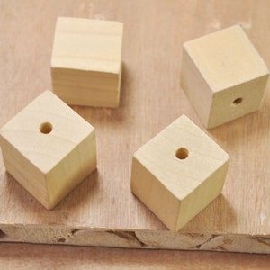 10pcs 25mm Large Square Cube Unfinished Natural Wooden Beads. - Etsy