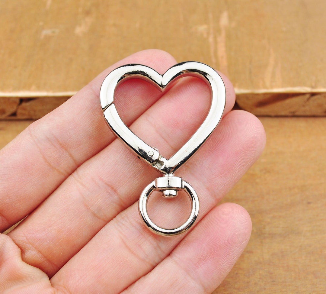 1-10pcs Large Heart Shape Lobster Clasp Key Ring for Keychain,connector,silver Heart Spring Push ...