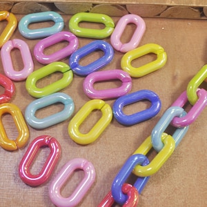 20 Large Oval Chunky Chain Links,8 Colors,plastic Open Chain Links ...