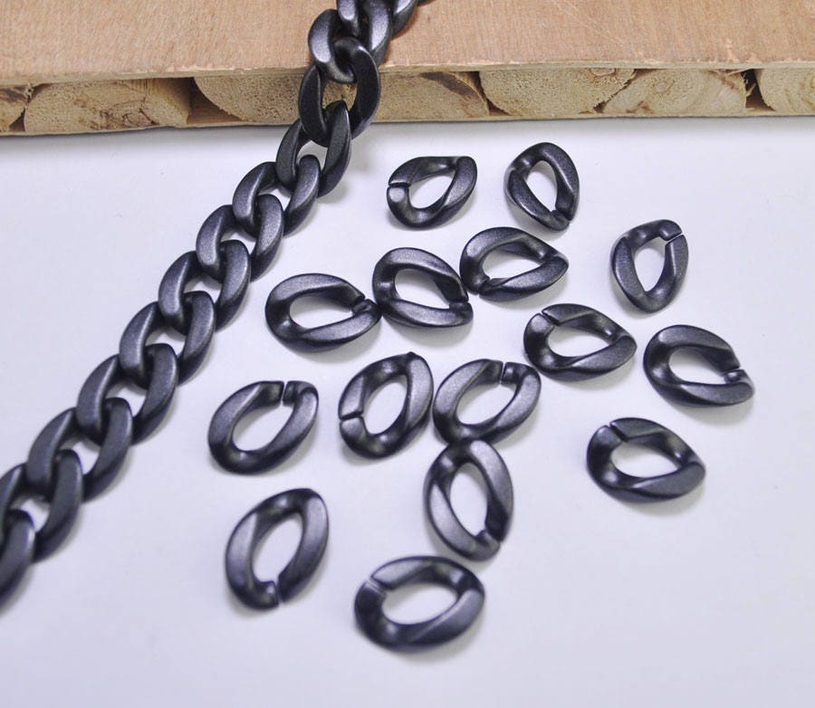 50pcs Black Chunky Chain Linksplastic Open Chain Linkscurb - Etsy