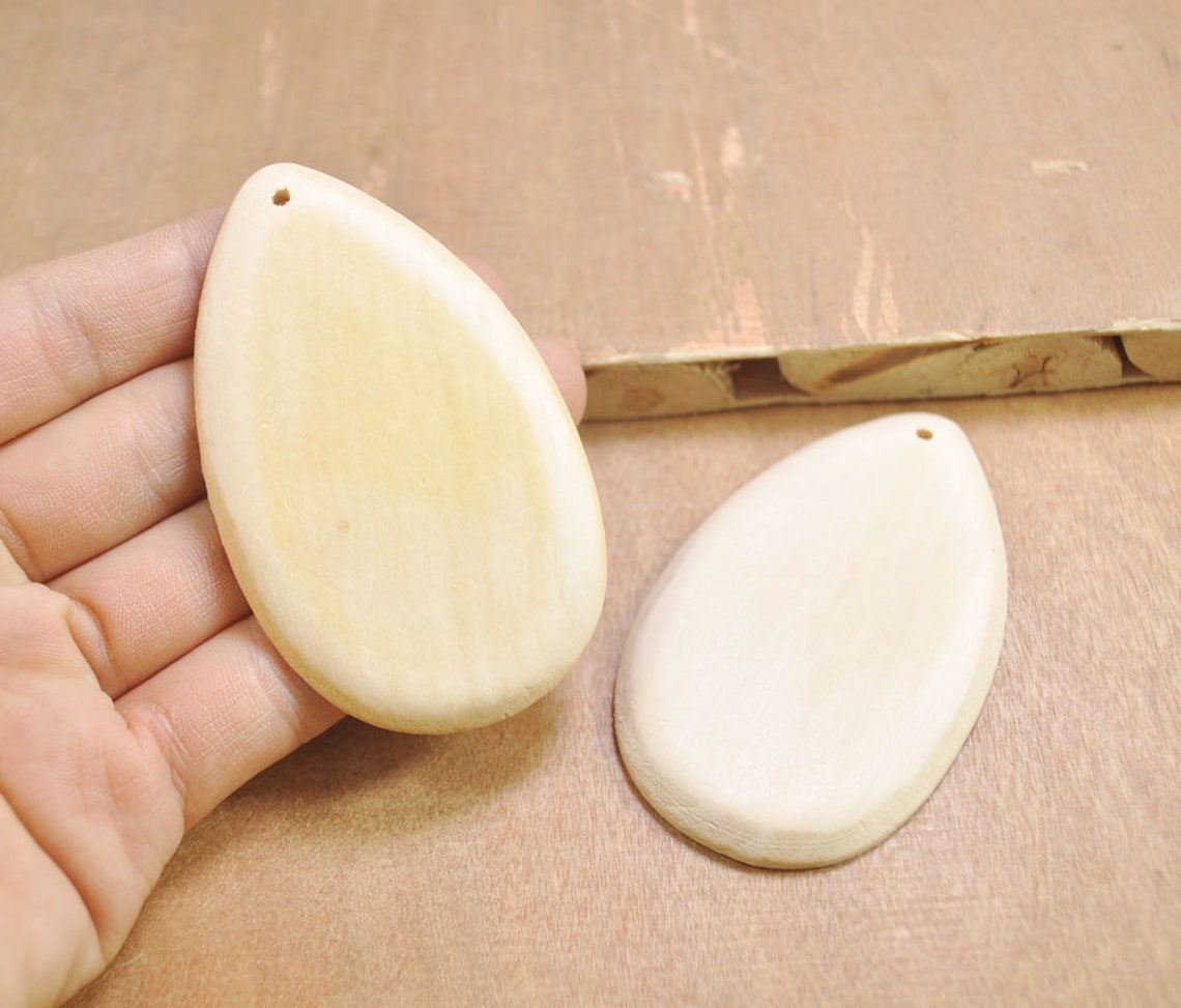10pcs Wooden Drop, Large Teardrop for Earrings or Necklaces, Wood ...