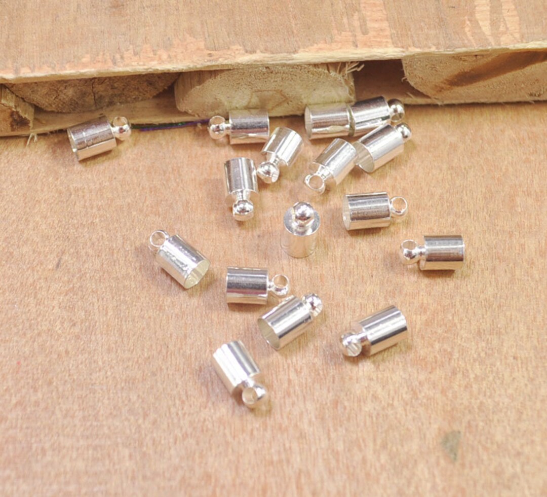 End Caps -100pcs Silver Brass End Cap Clasp Clips Wholesale Jewelry ...
