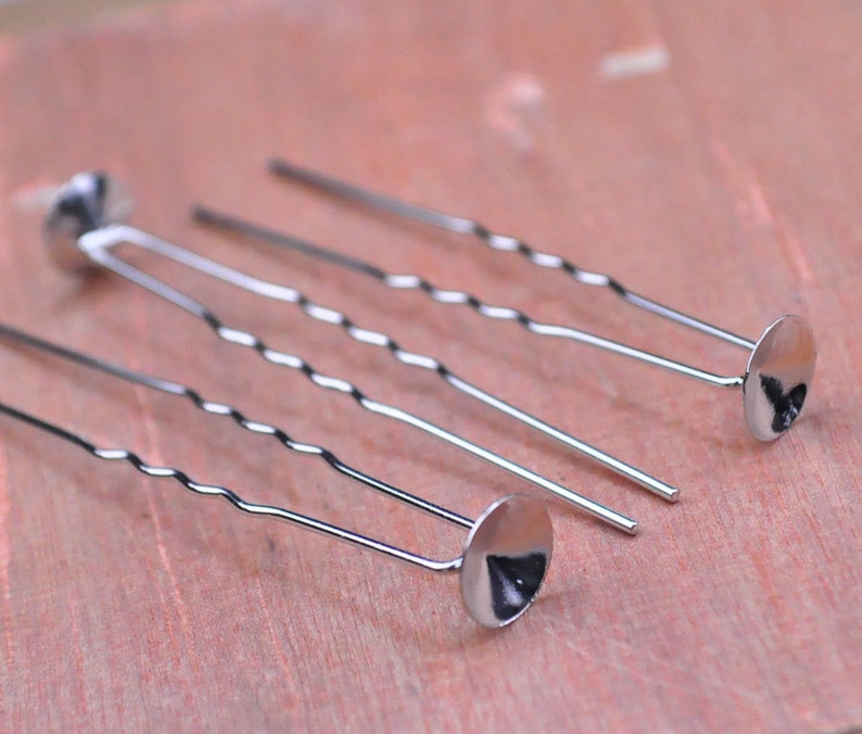 50pcs Thin Silver U Shaped Hair Pins With 10mm Bezel 67mm - Etsy