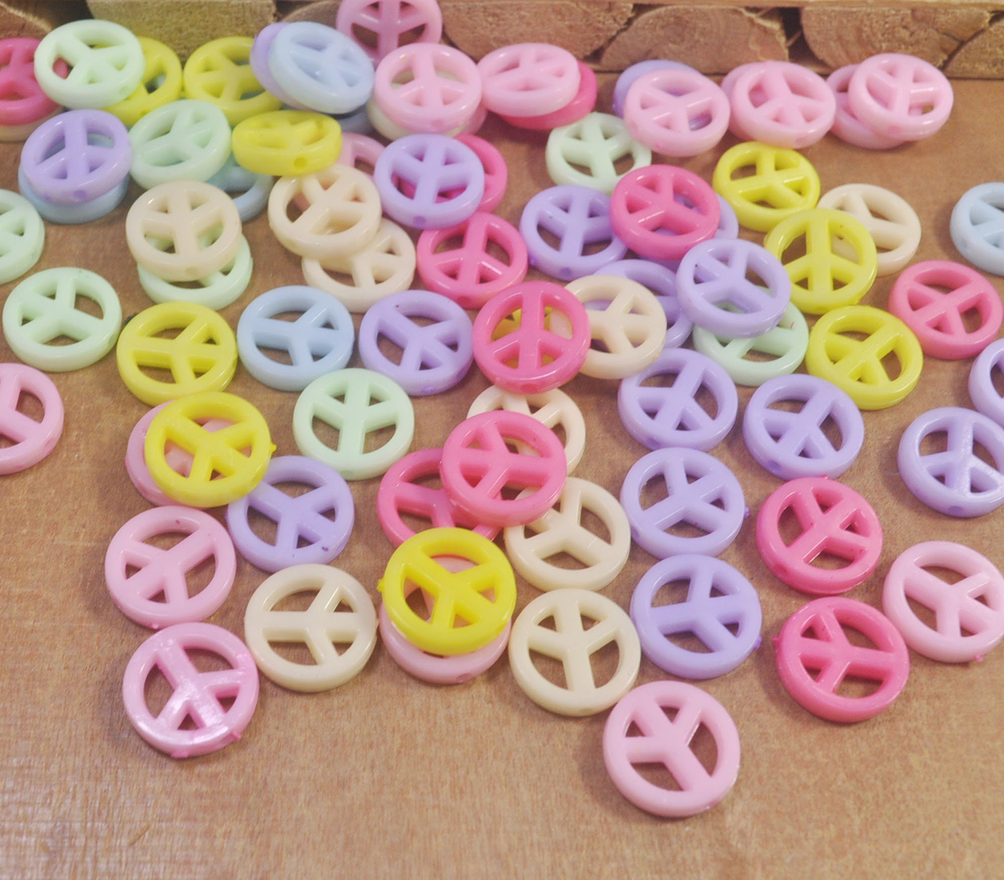 Plastic Peace Sign Beads100pcs Mixed Color Acrylic - Etsy