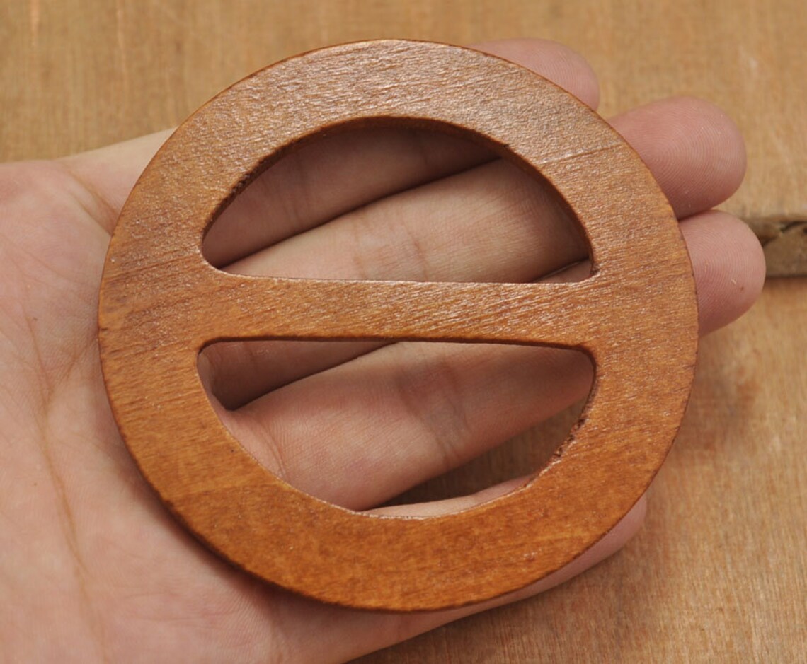 Wood Buckle,2pcs 75mm Huge Wood Buckle Round Wooden Belt Fastener Brown ...