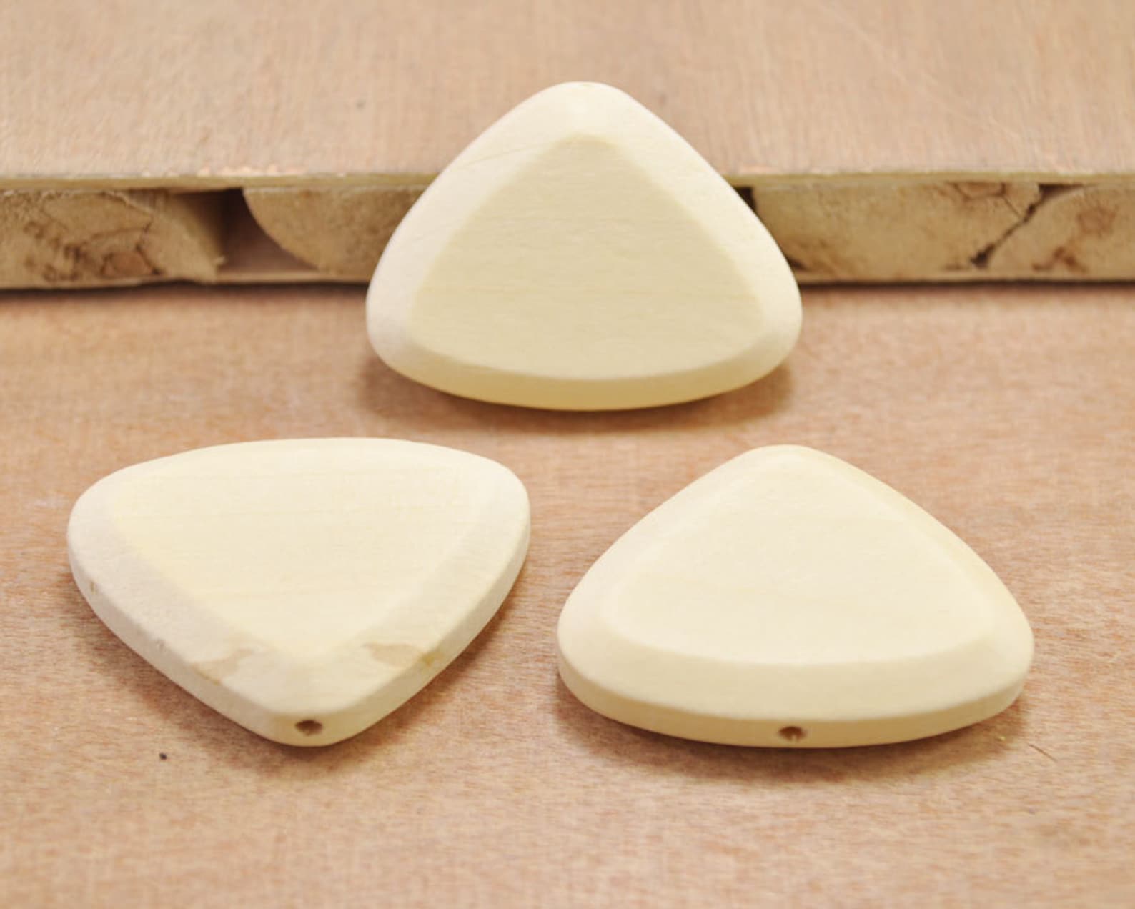 Natural Wood Bead,triangle Wooden Bead,10pcs Unfinished Triangle Flat ...
