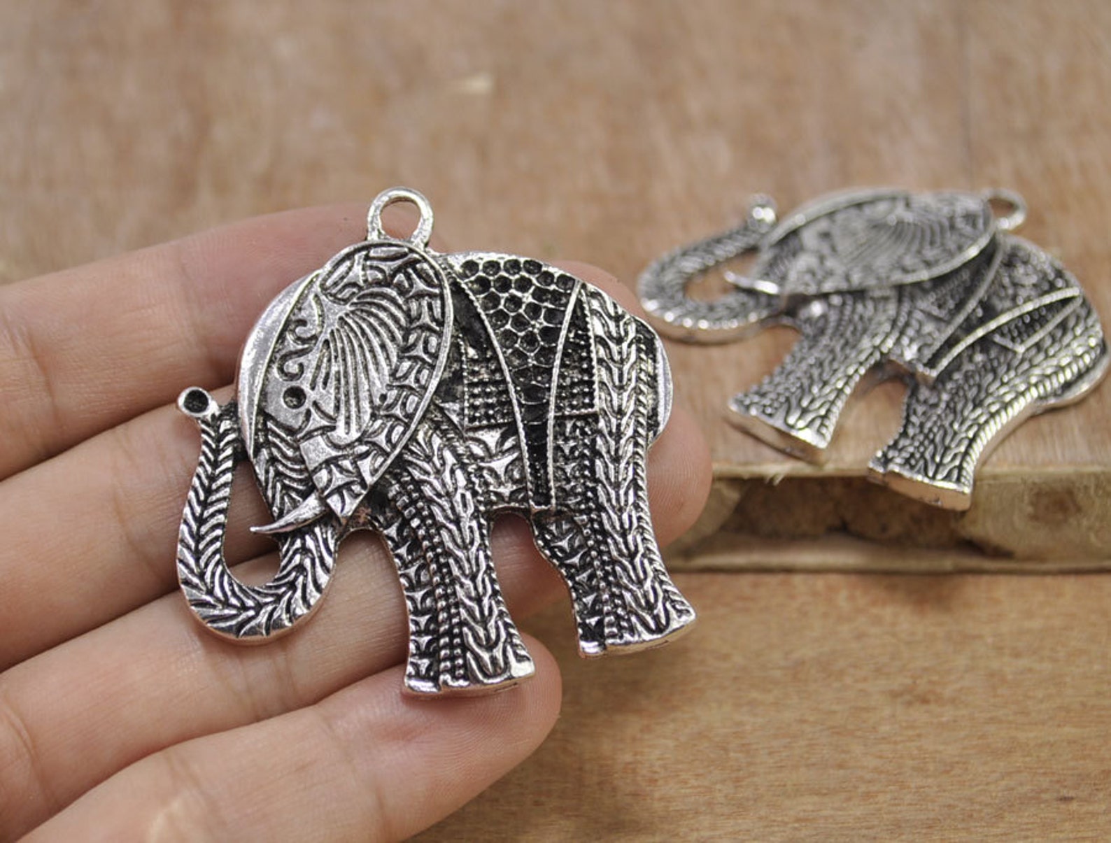 4pcs Large Antique Silver Elephant Pendant Charm 45x50mm - Etsy