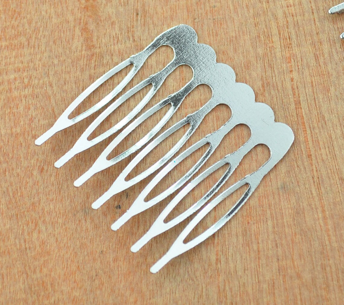 50pcs 8 Teeth Silver Metal Hair Combs Silver Plated Comb - Etsy