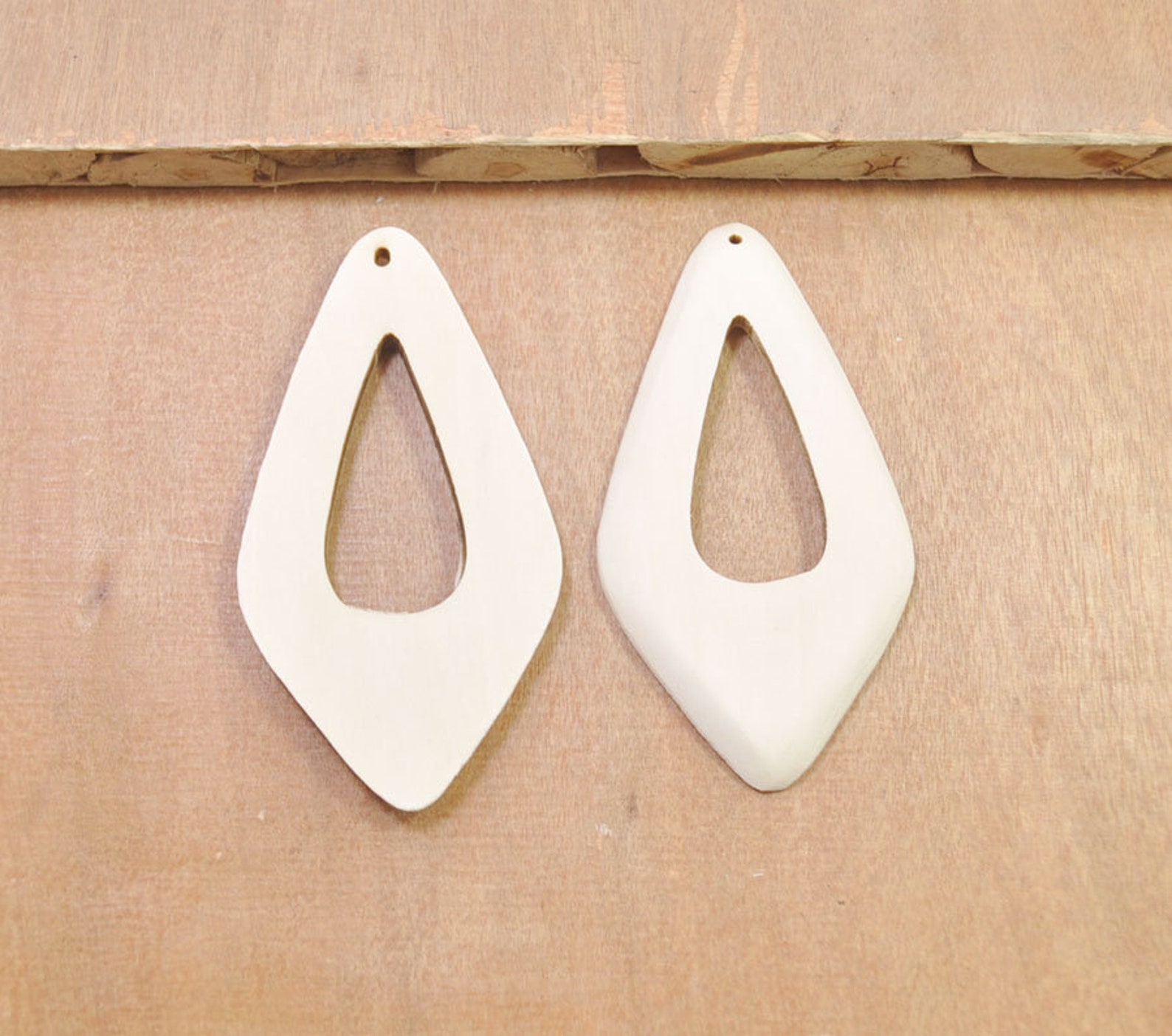 10pcs Natural Rhombus Pendant Unfinished Hollow Out Wood - Etsy