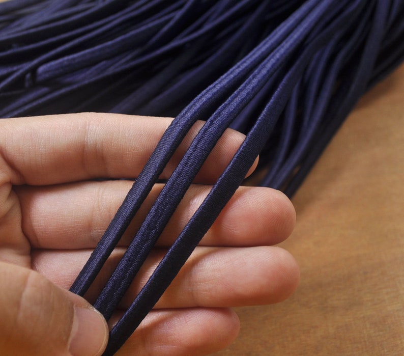 5 Yds/10 Yds Elastic Cord 5mm Width Navy Blue Elastic Flat - Etsy