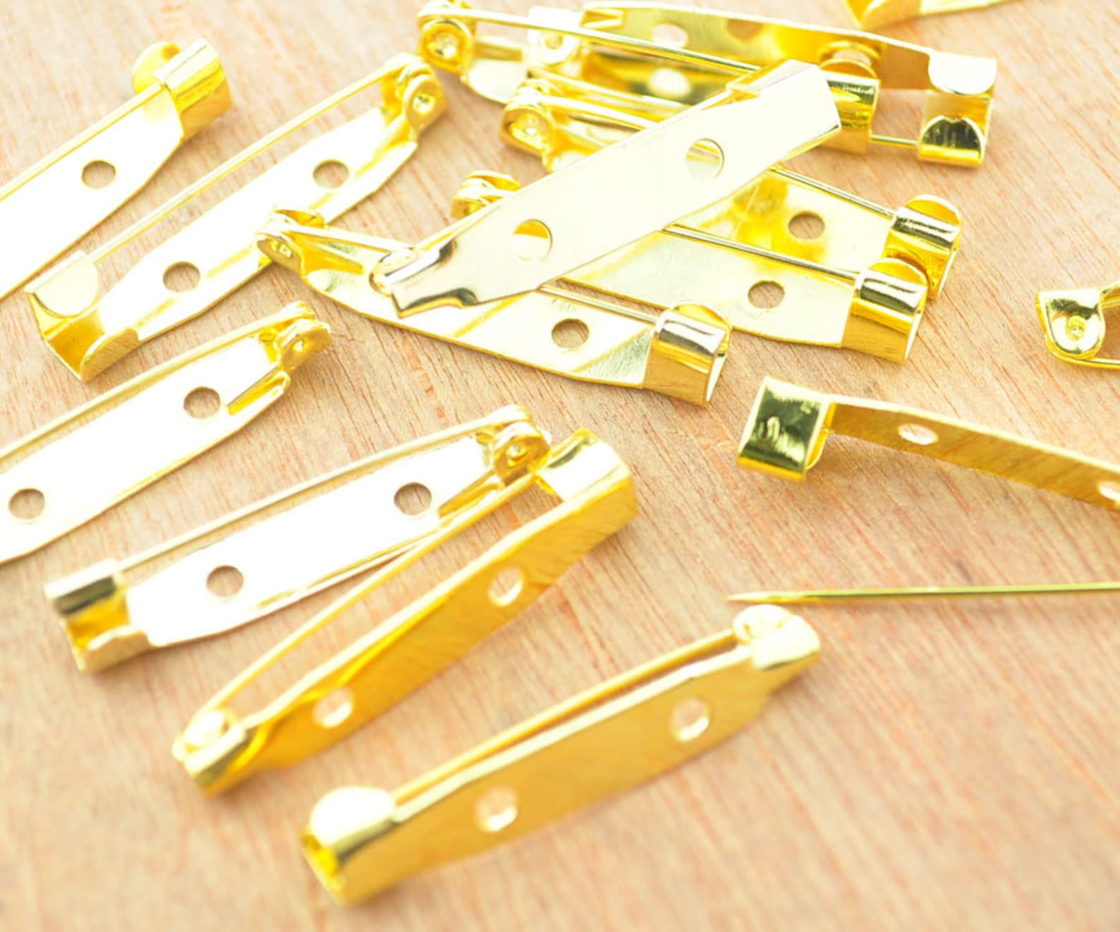 Blank Safe Pin 50 Pieces Gold Metal Bar Pin Back Brooch,safety Pin ...