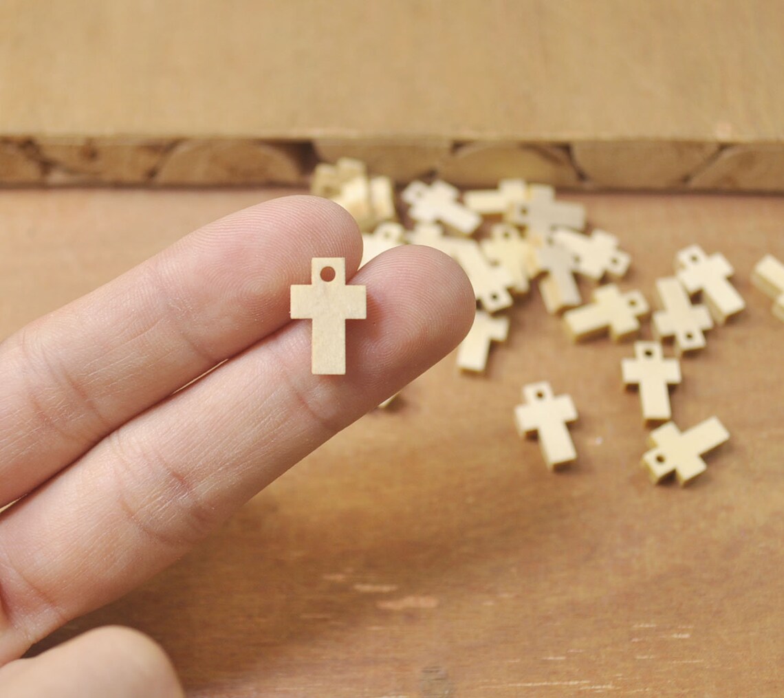 50pcs Small Wood Cross Charmsunfinished Natural Wooden Cross - Etsy
