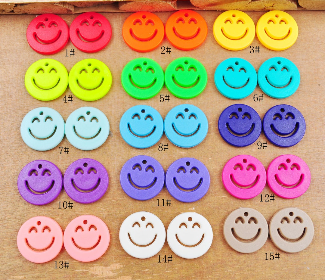 30pcs Mixed Color Small Smile Charm,smiley Face,smile Pendant,flat ...