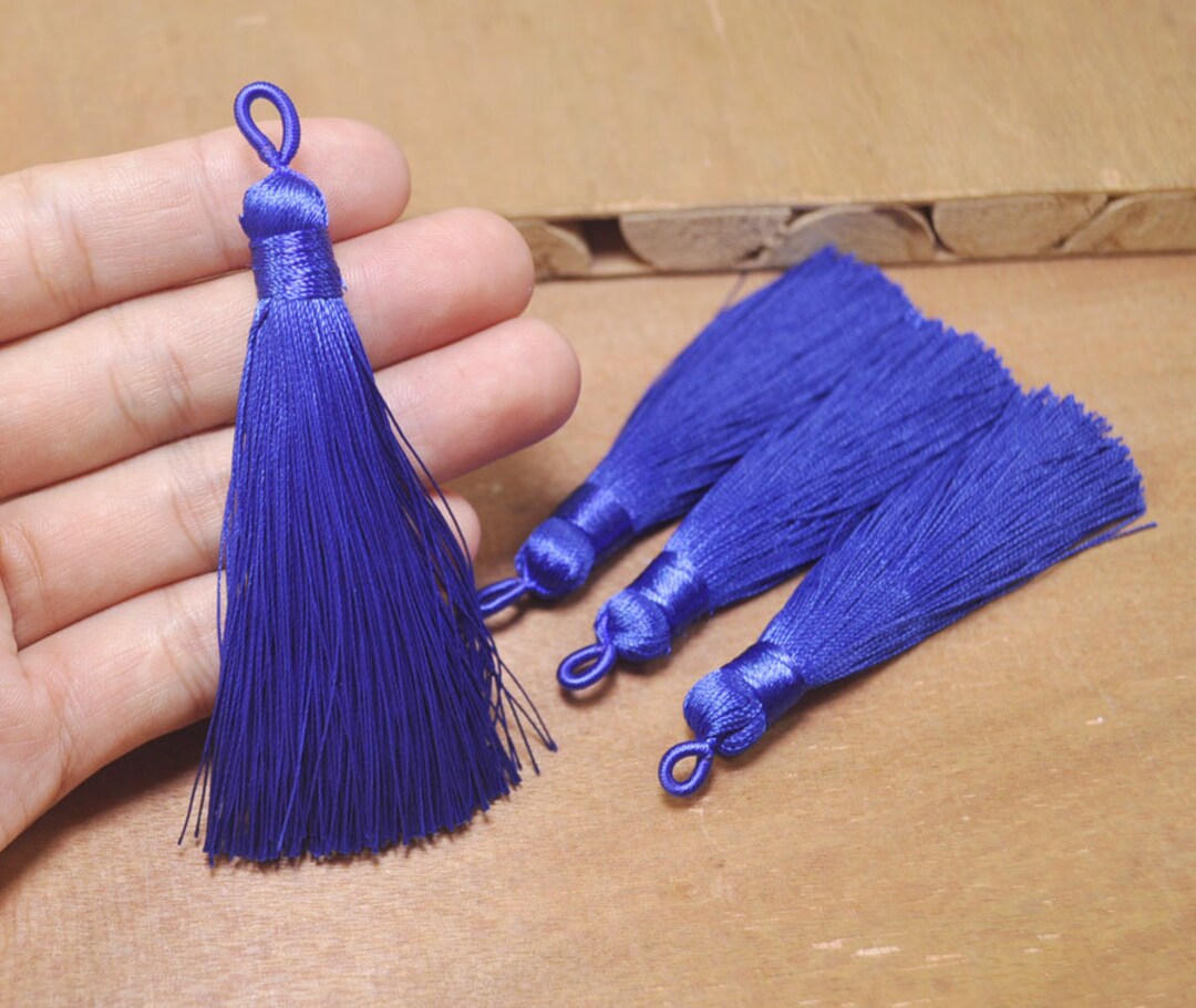 5pcs Royal Blue Silky Tassels With Loop,boho,handmade Tassels,necklace ...