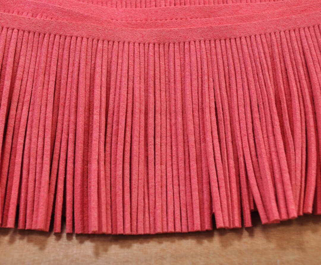 78mm Wide Watermelon Red Suede Leather Fringes,for Costume Fringes,3 ...