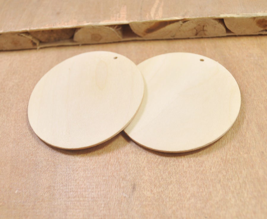 60mm Round Flat Wood Beads,20pcs Unfinished Natural Wooden Pendant ...