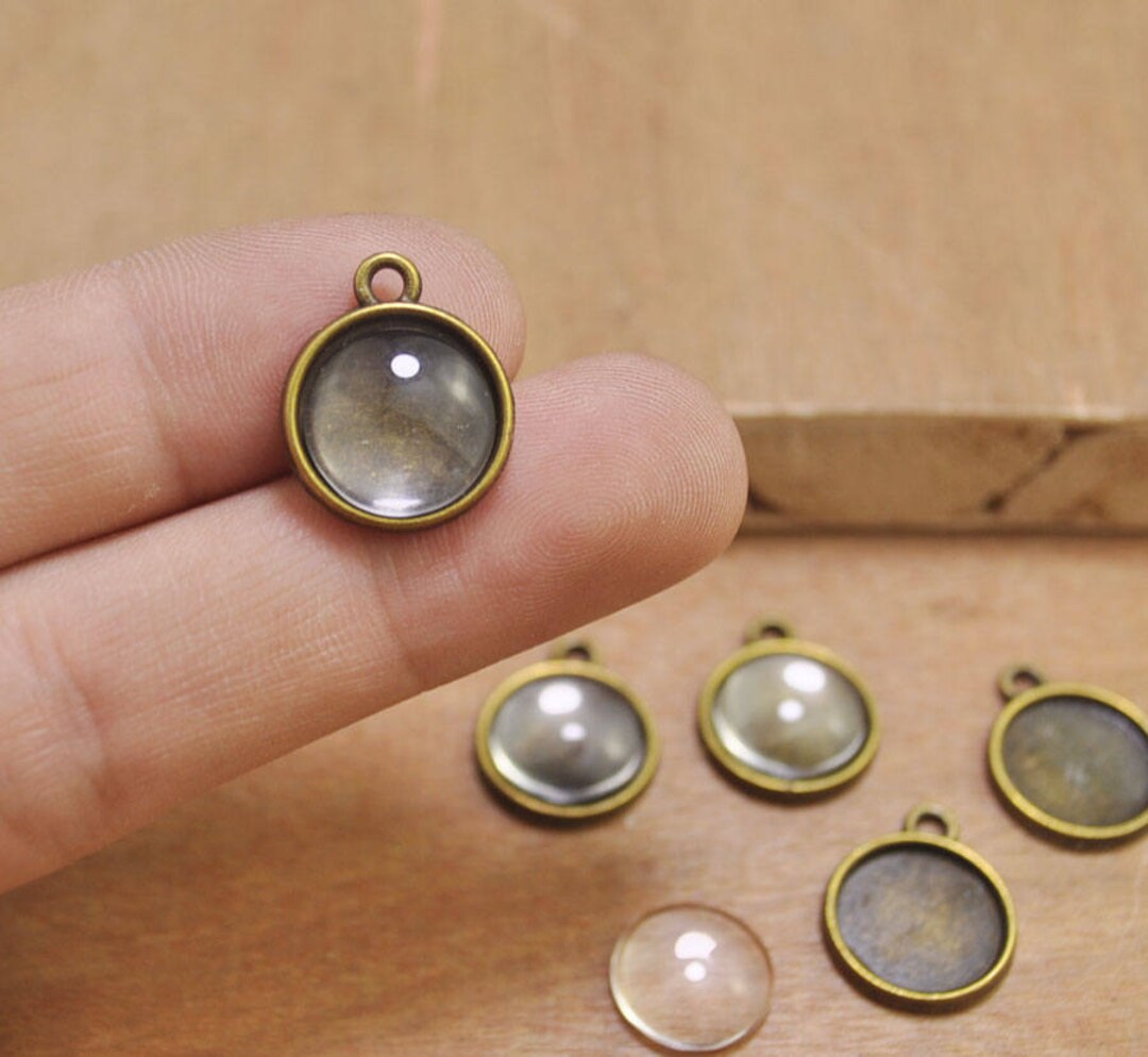 12mm Cabochon Base Settings -20pcs Antique Bronze Bezel Tray Charm ...