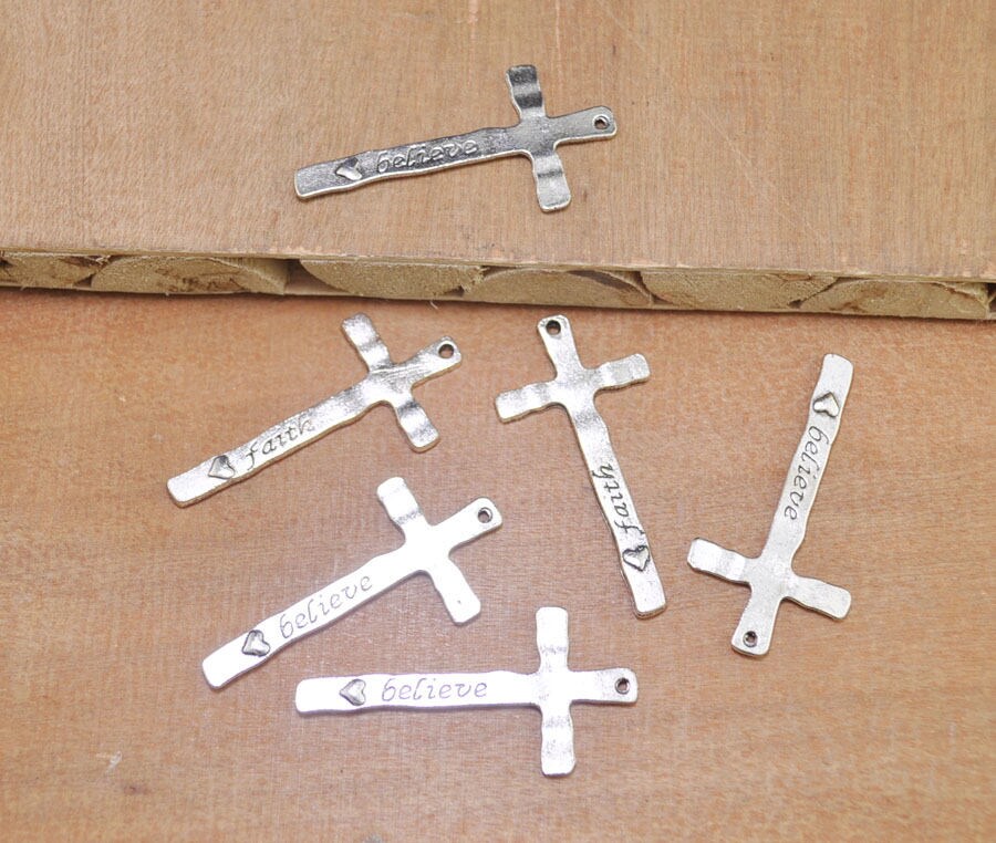 20pcs Faith Cross Charms Antique Silver Big Pendantlove - Etsy
