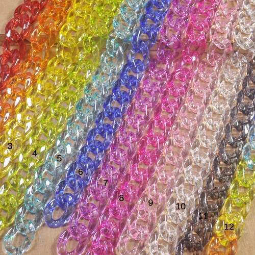 50pcs Mixed Color Transparent Plastic Chain Chunky Chain - Etsy