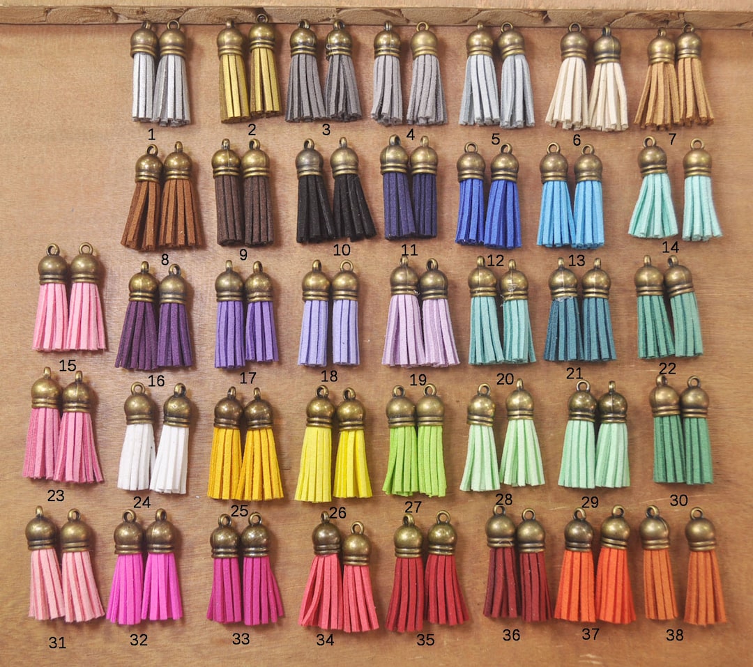 30 Faux Suede Leather Tassels,assorted Color Tassels With Bronze Cap,1. ...