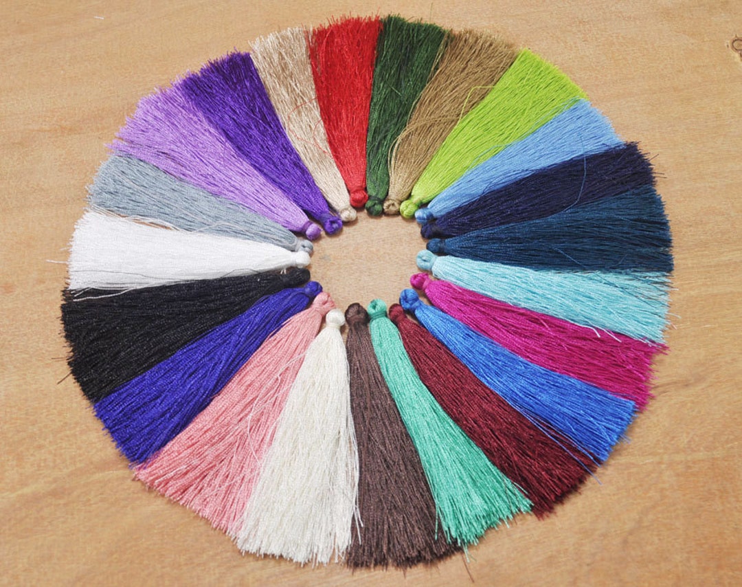 100pcs 90mm Long Mixed Color Silk Tassels Silky Fringe Tassels Tassle ...