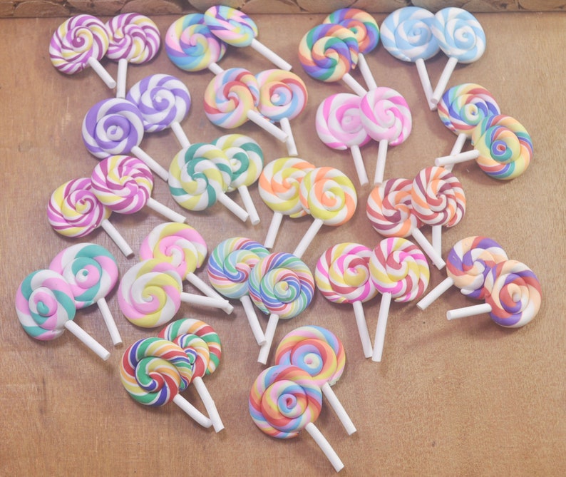6pcs Mixed Swirl Lollipop Charmskawaii Polymer Clay Resin - Etsy