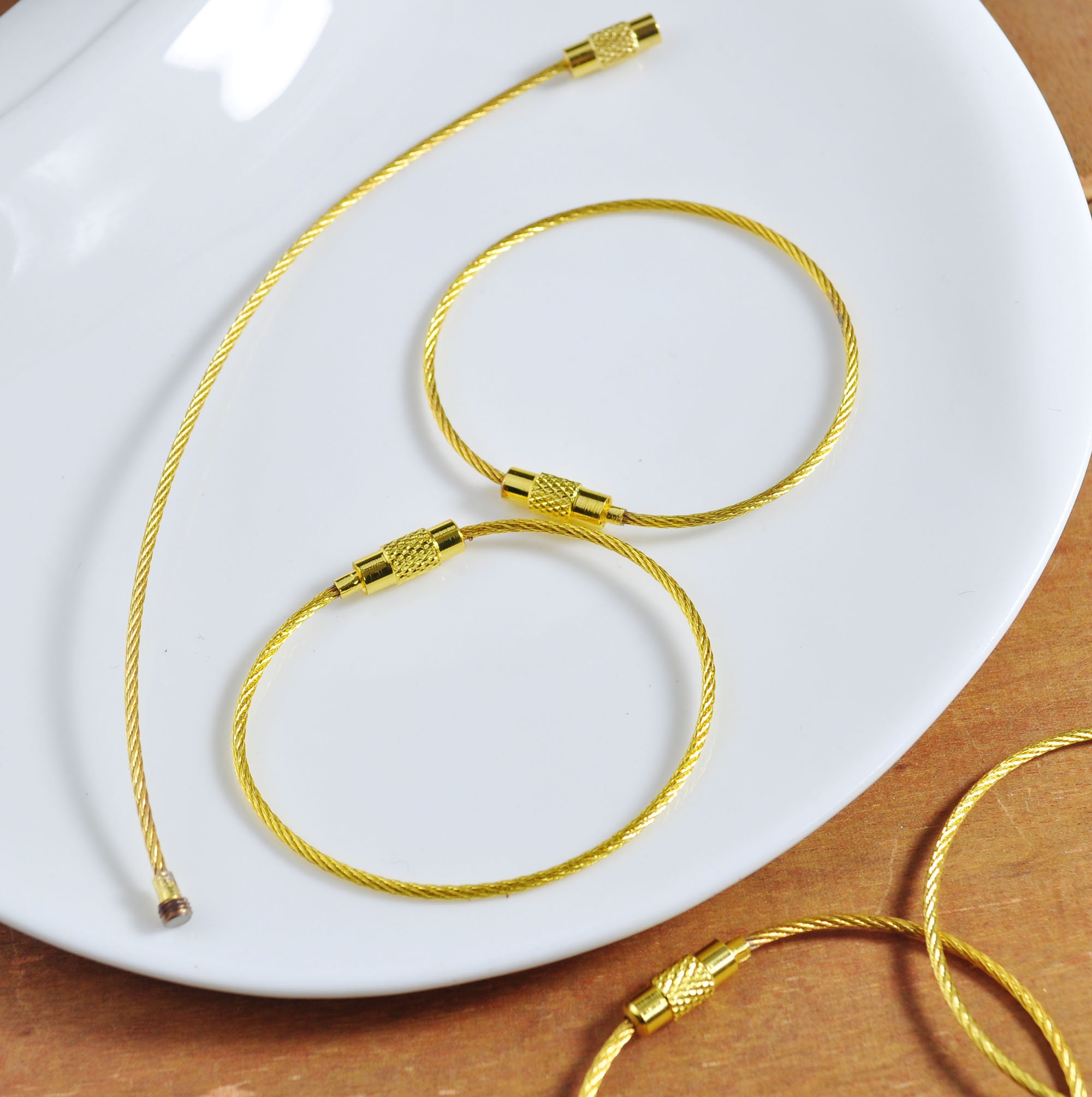 20 Colors Bulk Cable Keychain,1-100pcs Color Coated Stainless Steel ...