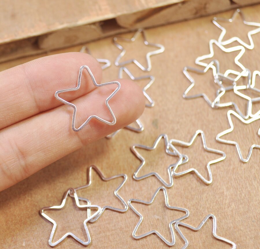 50pcs Silver Star Charmskc Gold Plated Flat Star | Etsy