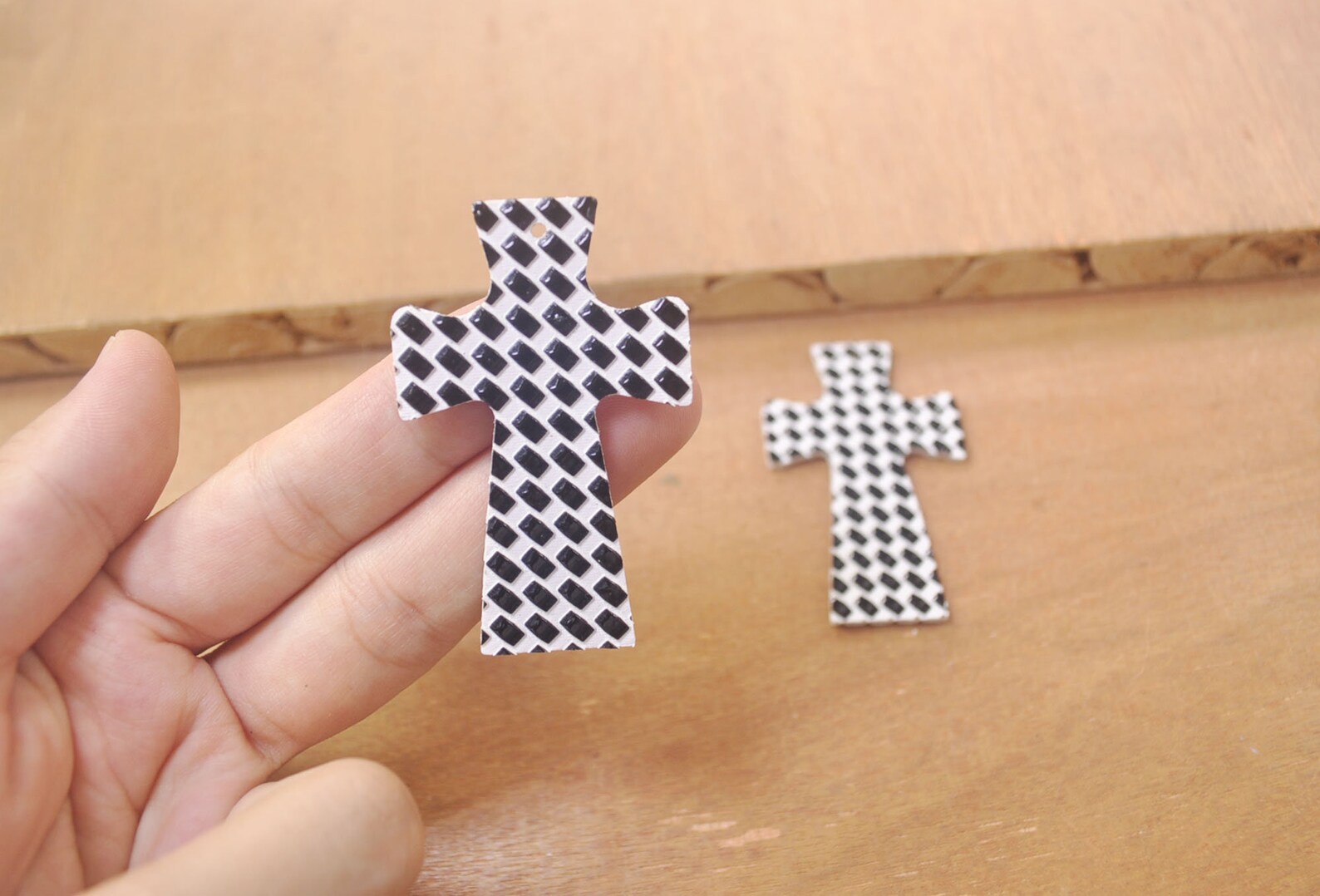 10 Black White Embossed Cross for Earringsgold Basket Weave | Etsy