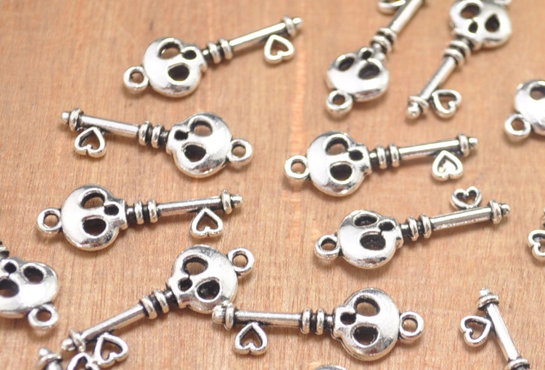 30pcs of Cute Key Charm,antique Silver Double Sided Key Pendant,ghost ...