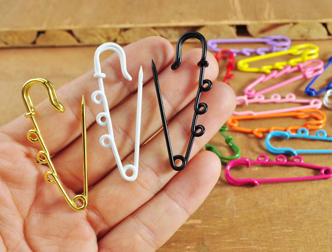 15 Colors,enamel Metal Safety Pin,colorful Safety Pin With 3 Loops,pins ...