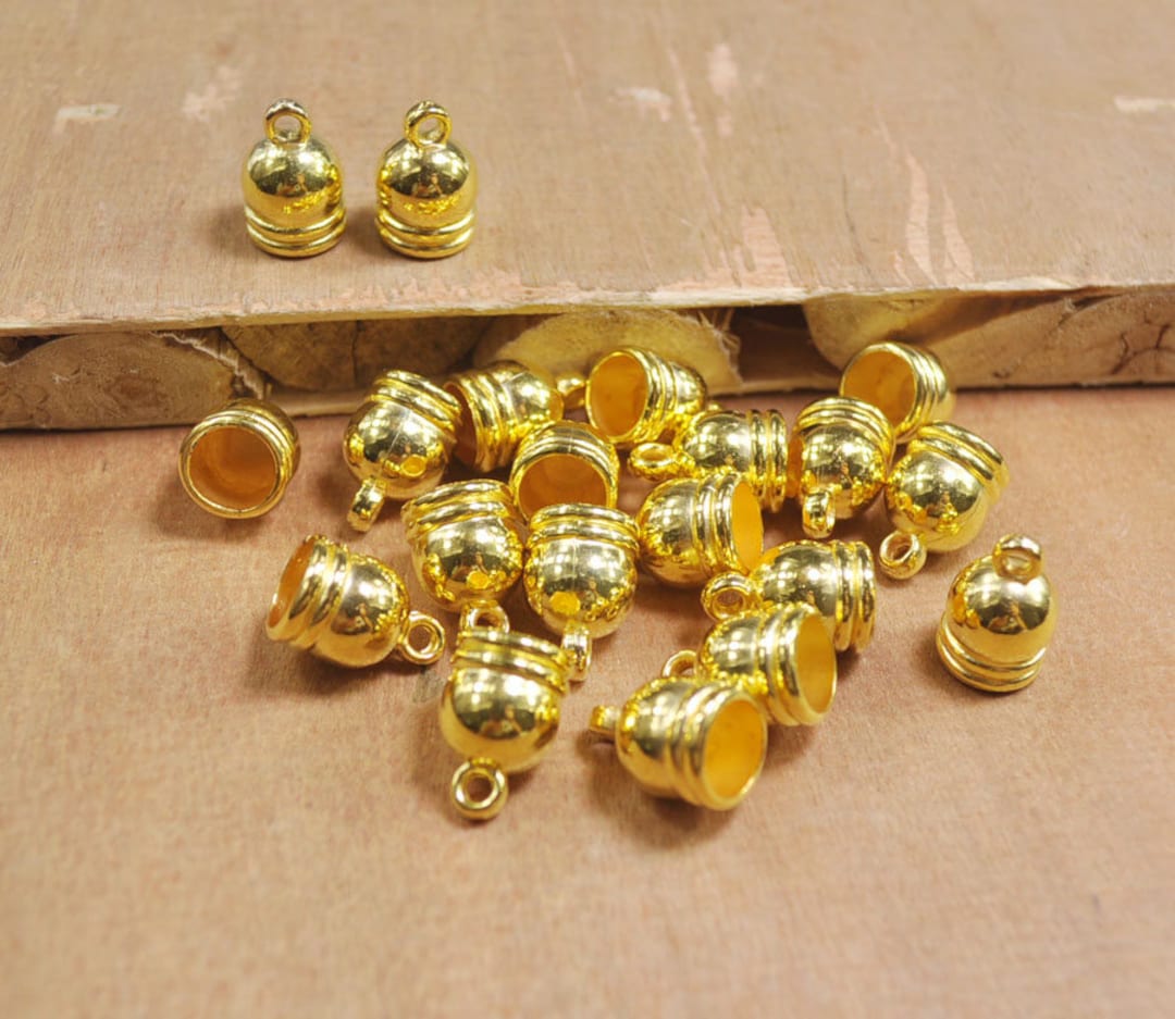 50pcs Gold End Cap,plastic End Cap,top,tube End Caps,string Cord Caps ...